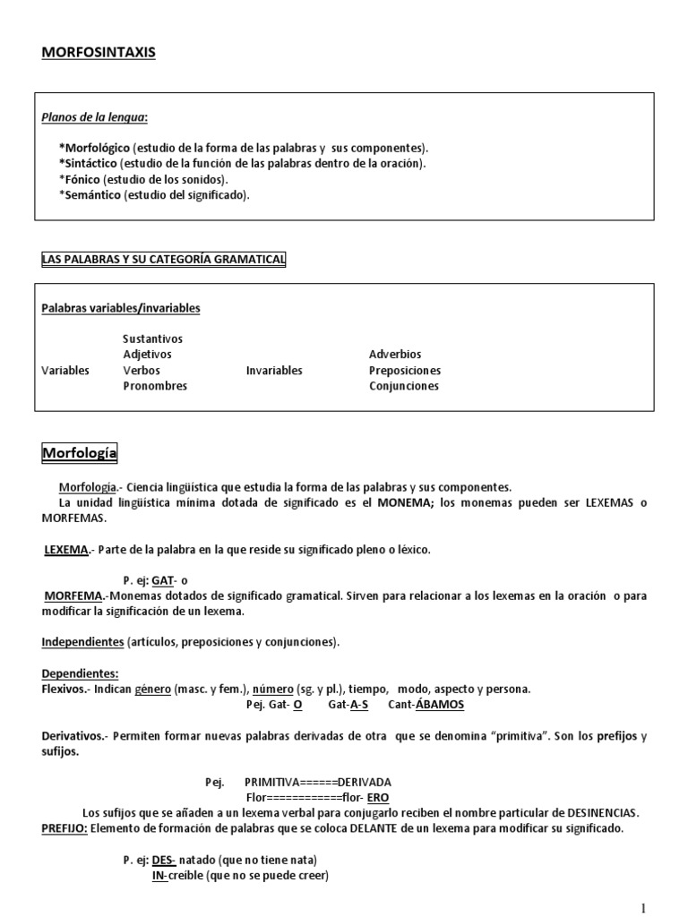 Teoria de Morfosintaxis | PDF | Verbo | Adjetivo