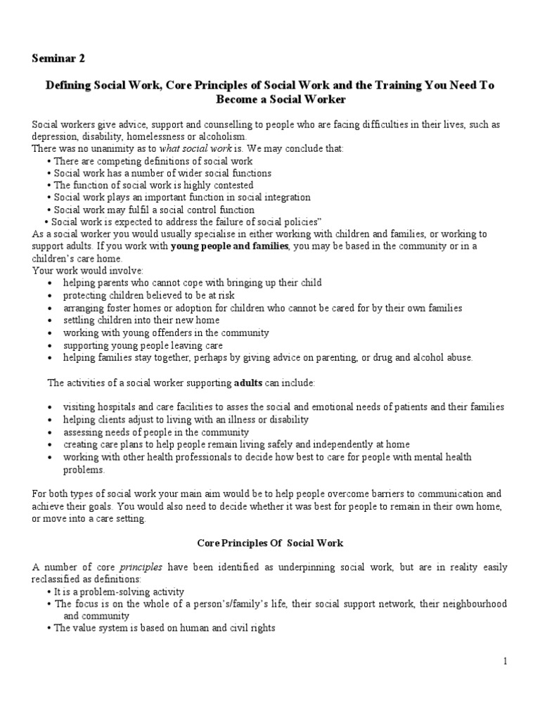 SEMINAR_02_Defining Social Work, Core Principles of Social Work ...