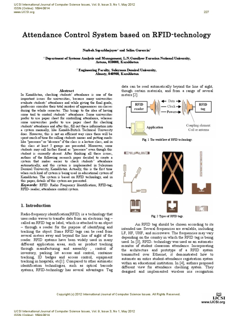 Attendance Control System Based Rfid | PDF | Radio Frequency ...