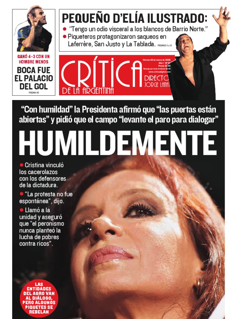Diario Critica 2008-03-28 | PDF | Argentina | Gobierno