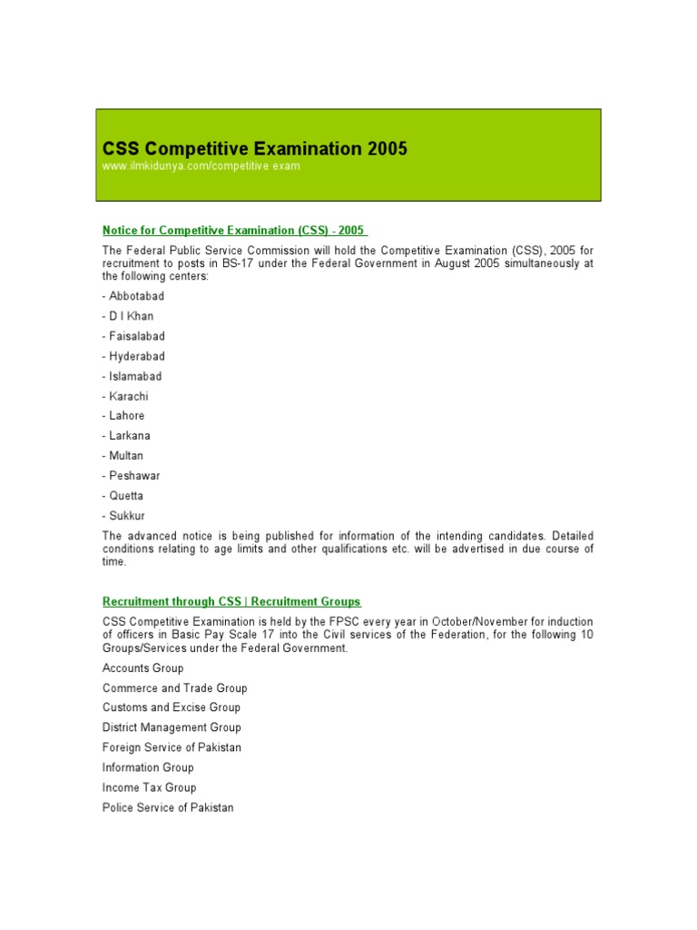 2005 Css Guidelines Pdf Test Assessment Government 