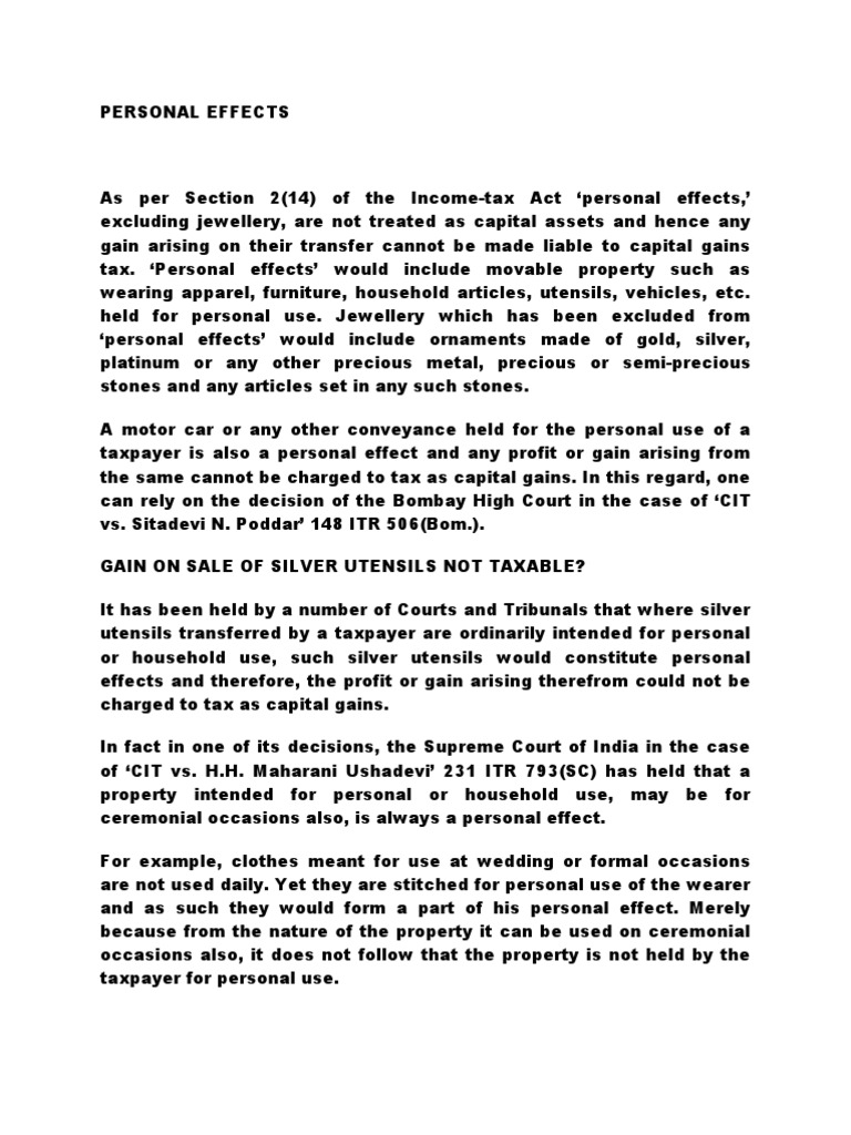 Tax Implications on Silver Utensils | PDF | Capital Gains Tax | Jewellery