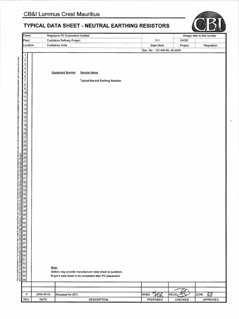 Typical Data Sheet Neutral Earthing Resistor | PDF