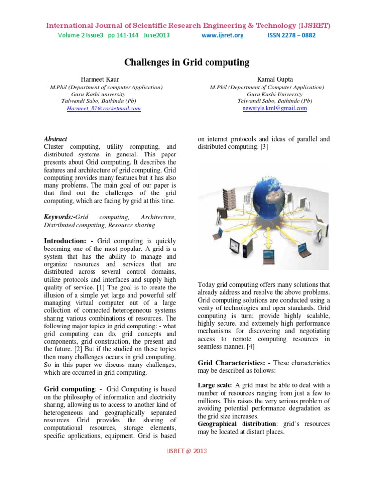 Challenges In Grid Computing Pdf Grid Computing Communications Protocols