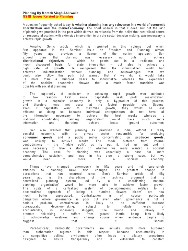 Indicative Planning in India | PDF | Market Economy | Economic Growth