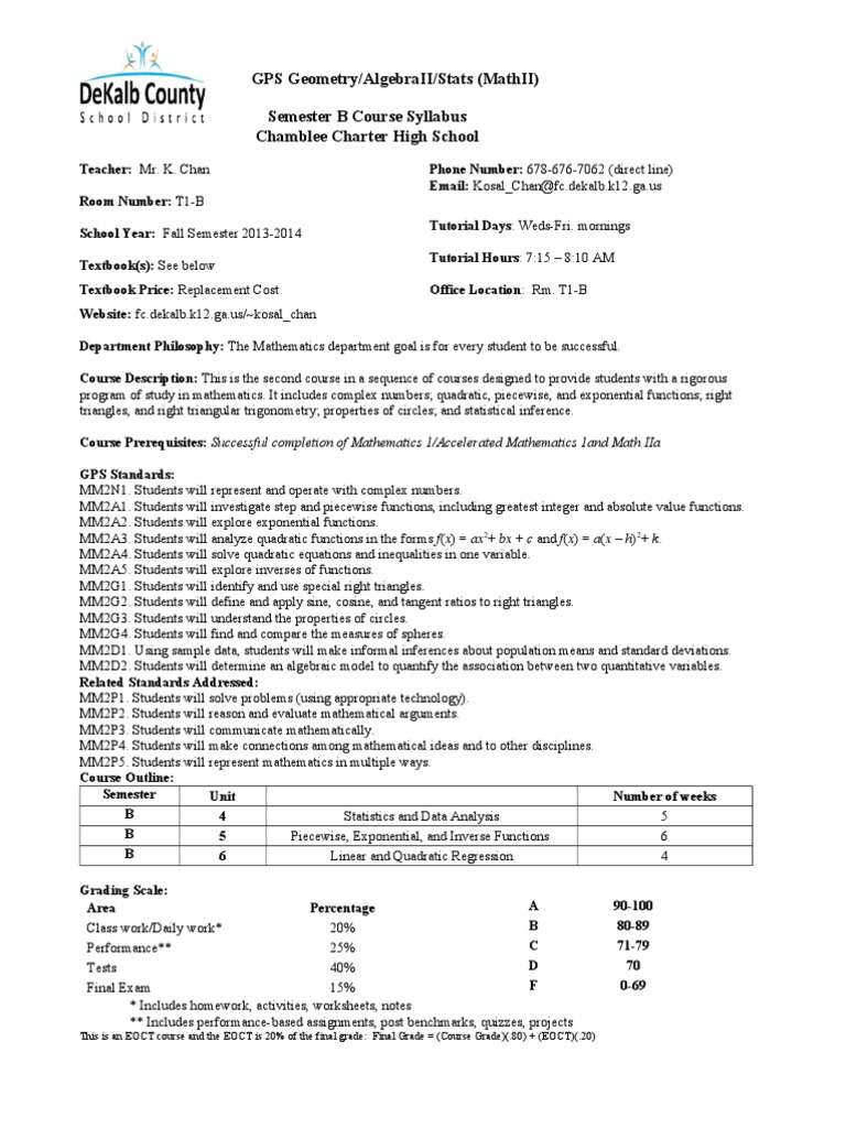 Math 2 Syllabus Semester B | PDF | Trigonometric Functions | Triangle