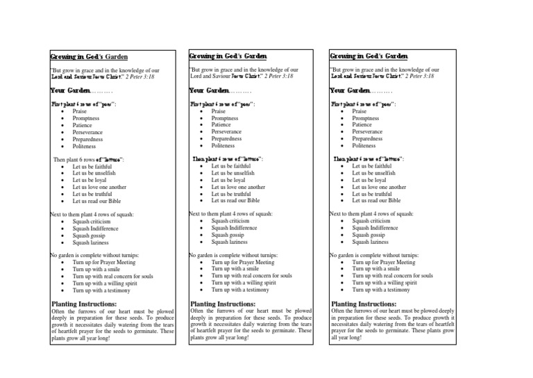 Growing in God's Garden | PDF | Seed | Christian Belief And Doctrine