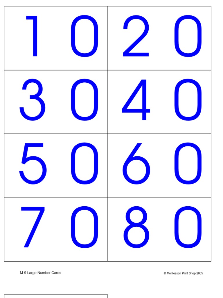 MF-9 Large Number Cards | PDF
