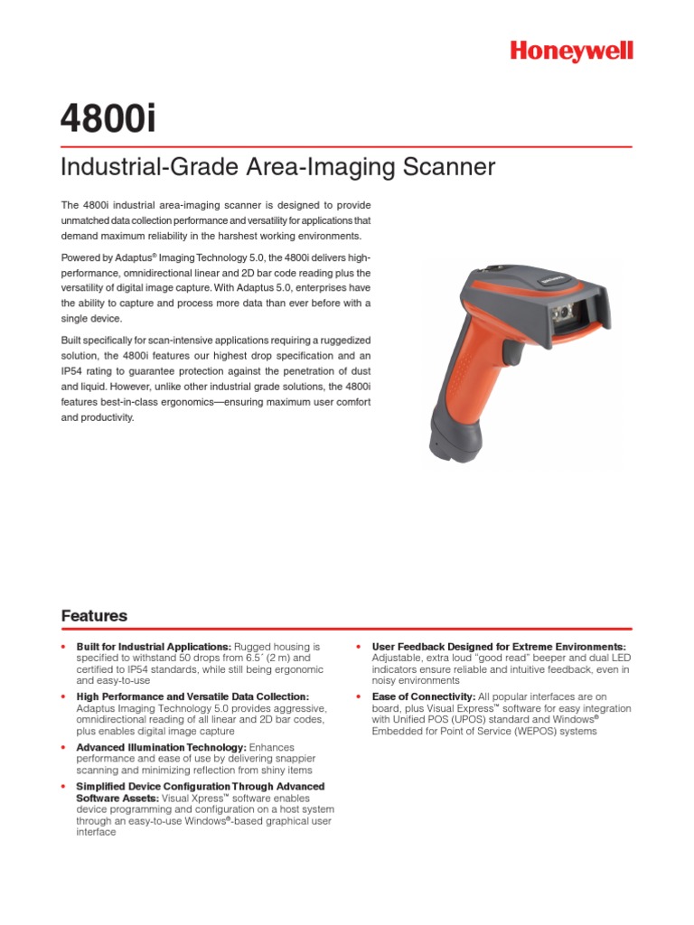 Honeywell 4800i Industrial 2D Area Image Scanner | Image Scanner | Barcode