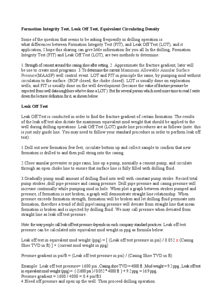 Lot & Fit | PDF | Casing (Borehole) | Geotechnical Engineering