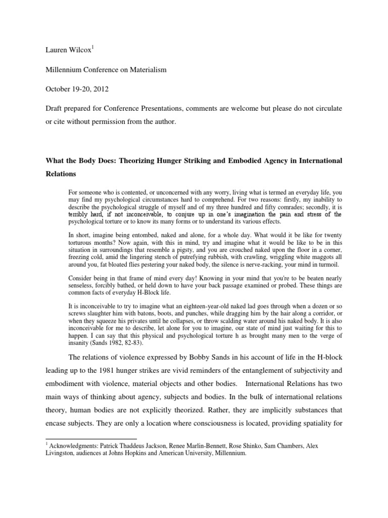 Lwilcox What The Body Means Millennium 2012 | PDF | Discourse | Thought