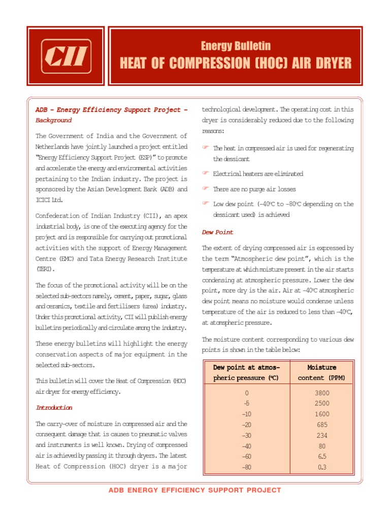 Heat of Compression (Hoc) Air Dryer: Energy Bulletin | PDF | Clothes ...