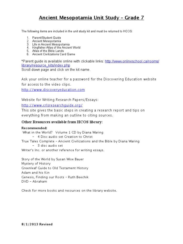 Mesopotamia Unit Study | PDF | Mesopotamia | Notebook