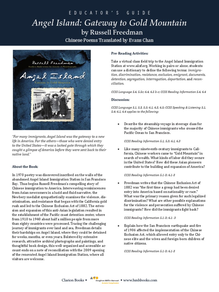 Angel Island Discussion Guide by Russel Freedman | PDF