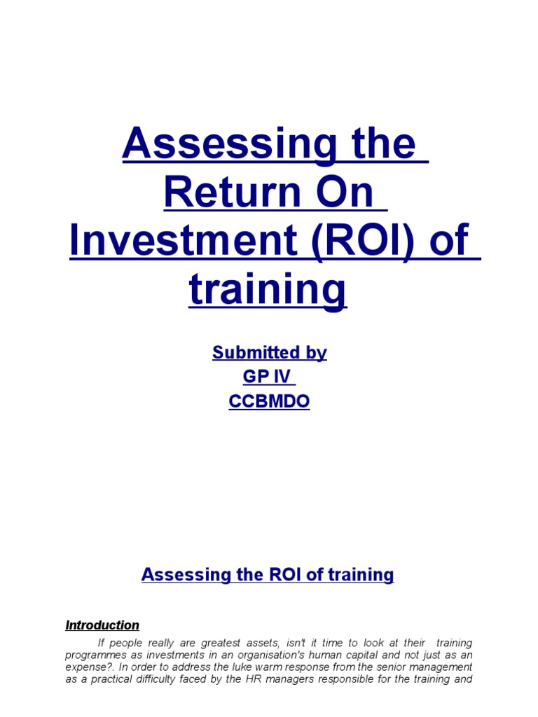 Assessing The ROI of Training | PDF | Return On Investment | Evaluation