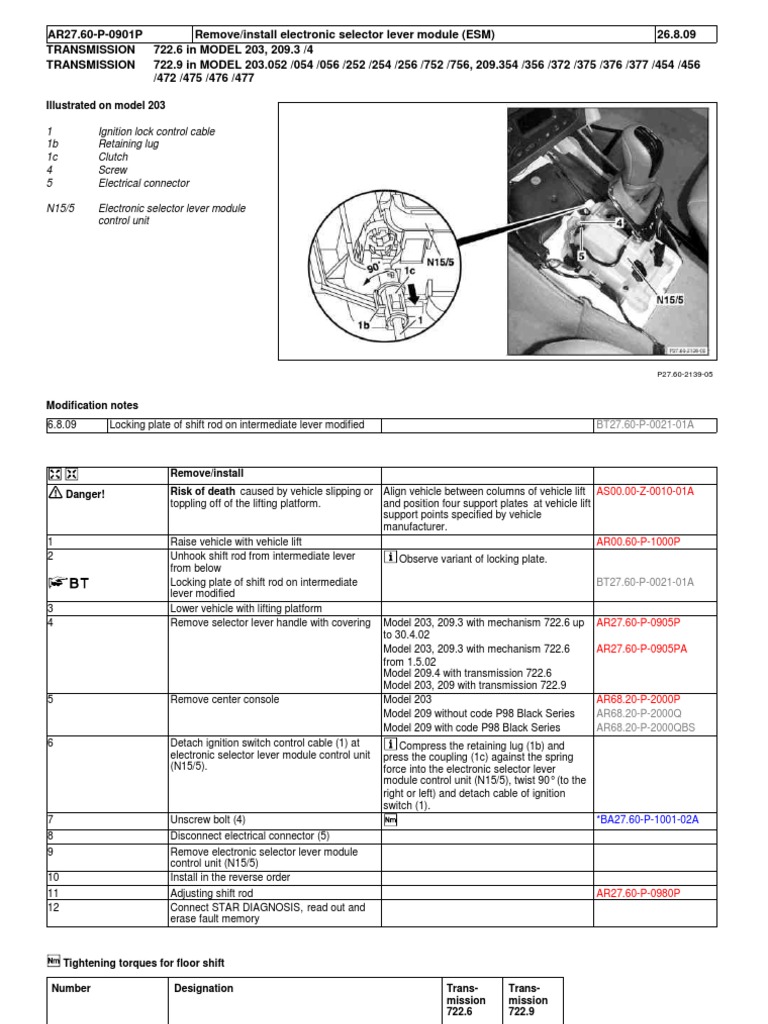 Remove - Install Electronic Selector Lever Module (ESM) | PDF ...