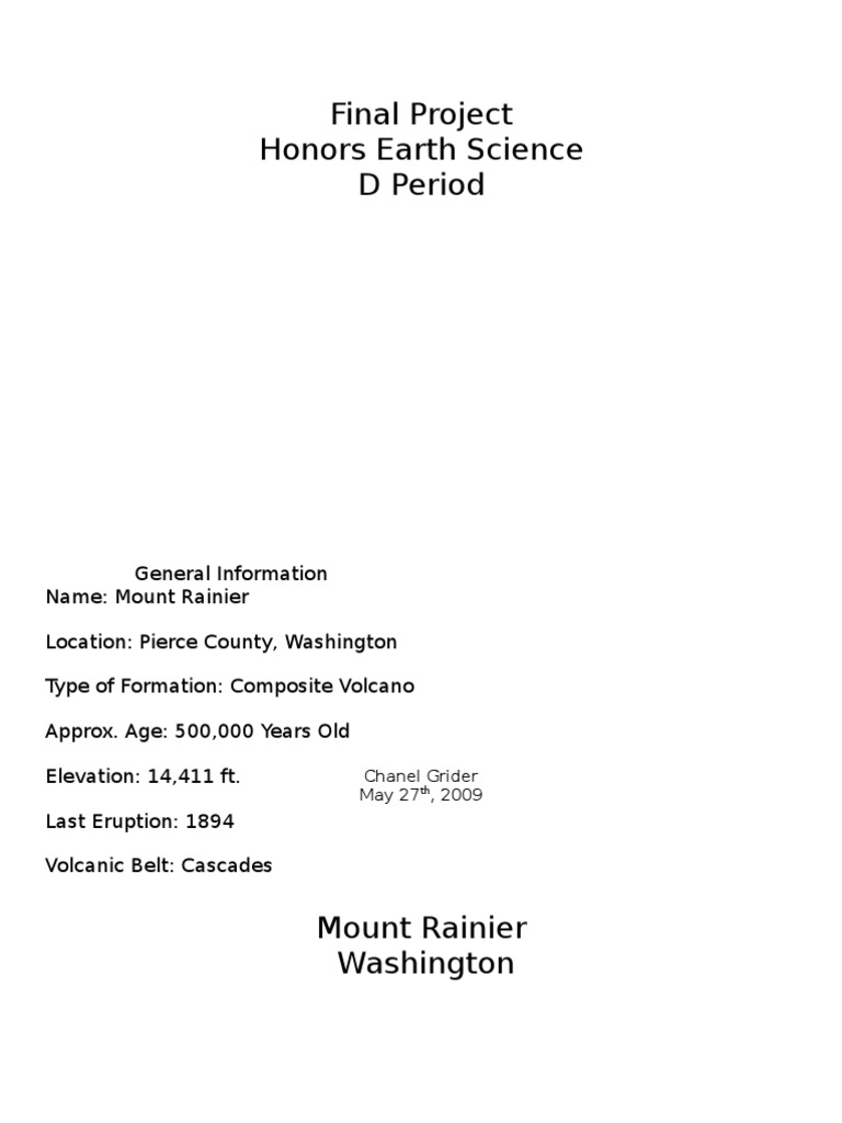 Final Project Honors Earth Science D Period: Chanel Grider May 27, 2009 ...