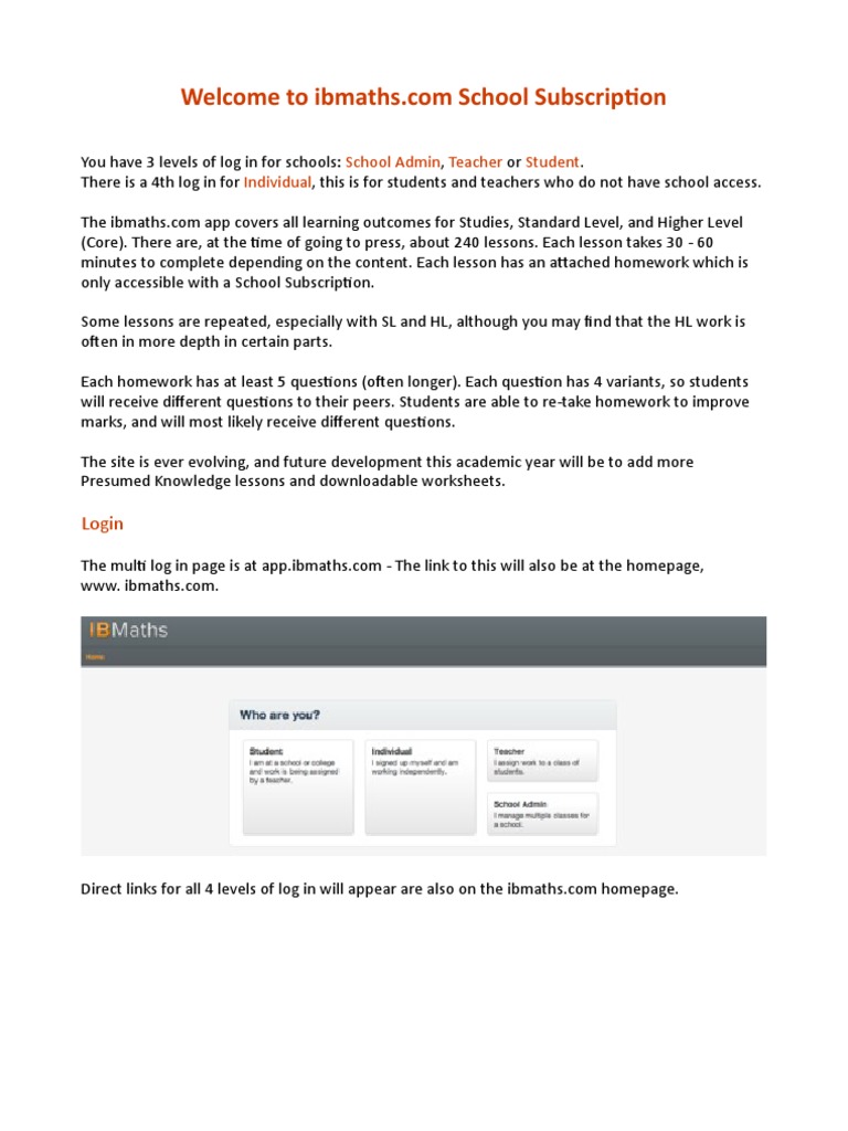IB Maths School Subscription Guide: 4 Login Levels and 240+ Lessons ...