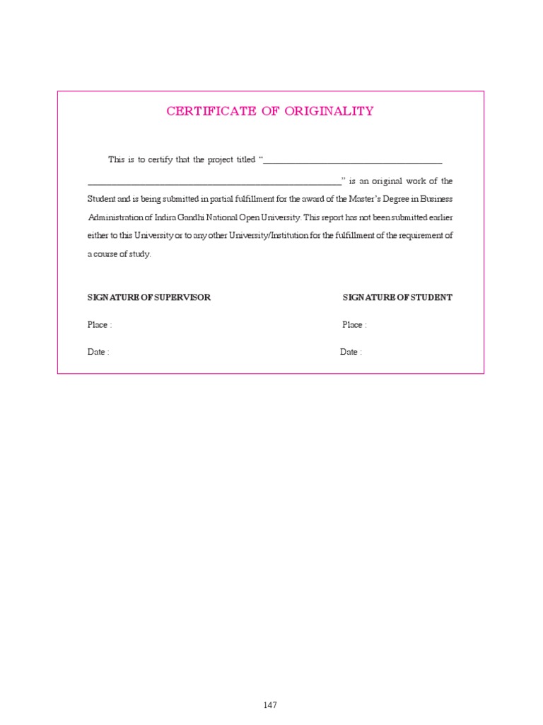 Certificate of Originality | PDF