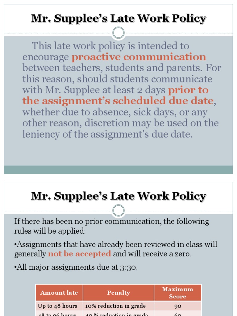 Supplee Late Work Policy | PDF