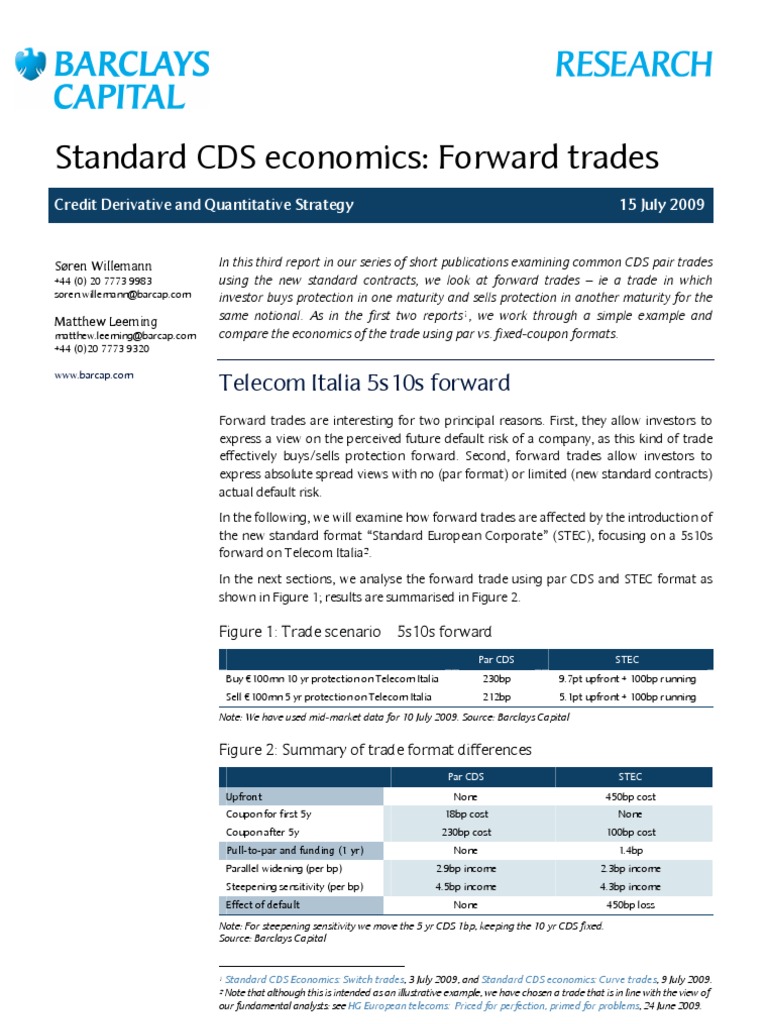 Standard Cds Economics F 102282706 | PDF | Barclays | Securities (Finance)