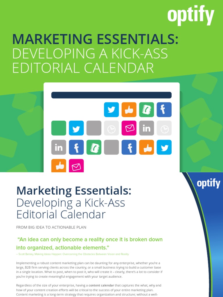 Optify Kick Ass Content Calendar Guide | PDF | Digital Marketing ...