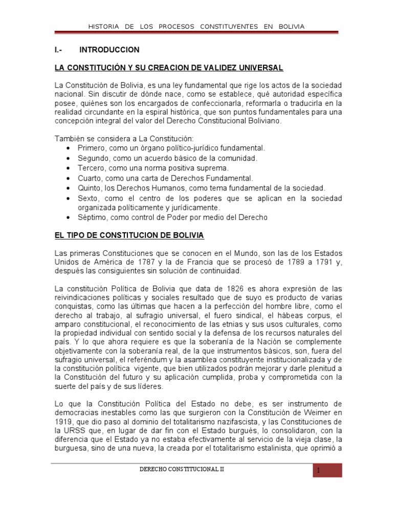 Historia de Los Procesos Constitucionales en Bolivia | PDF ...