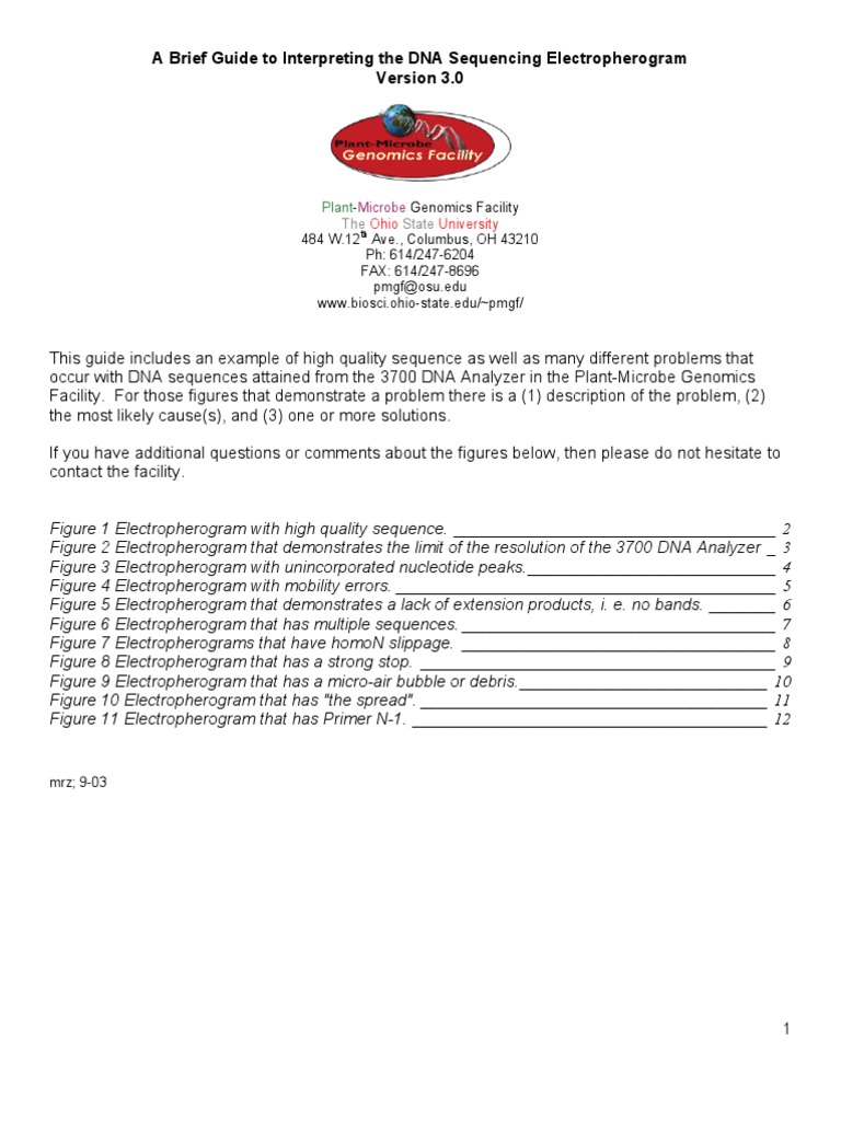 Guide To Electropherogram v3 | PDF | Dna Sequencing | Primer (Molecular ...