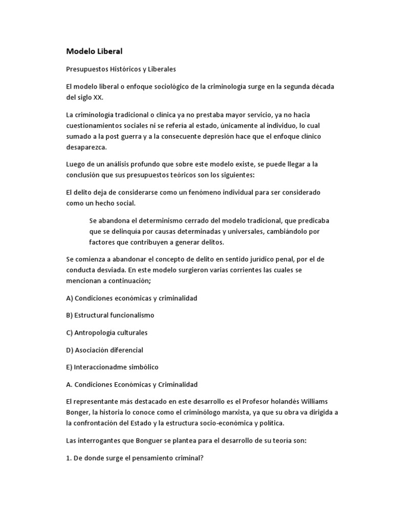Modelo Liberal | PDF | Emile Durkheim | Criminología
