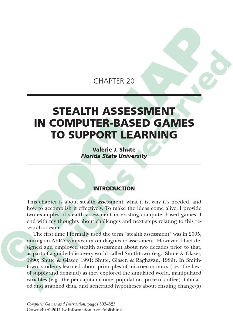 Stealth Assessment in Computer-Based Games To Support Learning | PDF | Bayesian Network ...