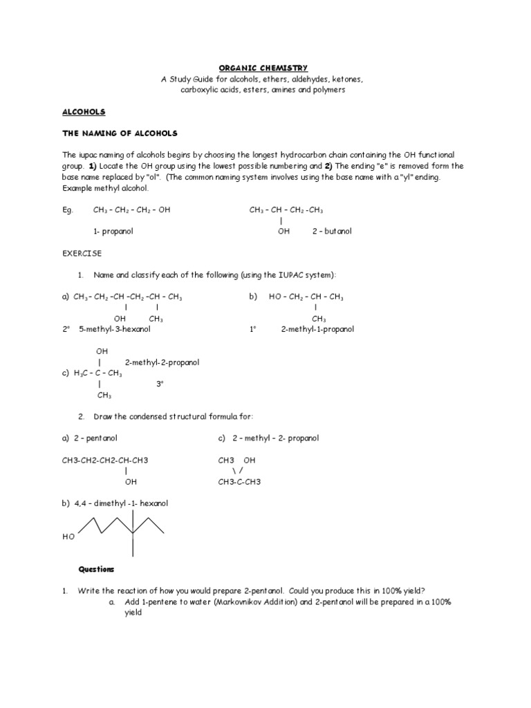 Naming Alcohols | PDF | Alcohol | Ester