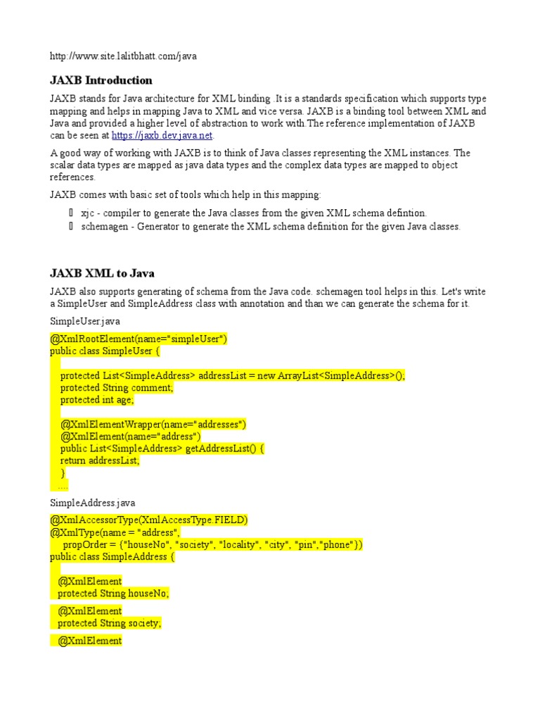 JAXB Introduction | PDF | Xml Schema | Xml