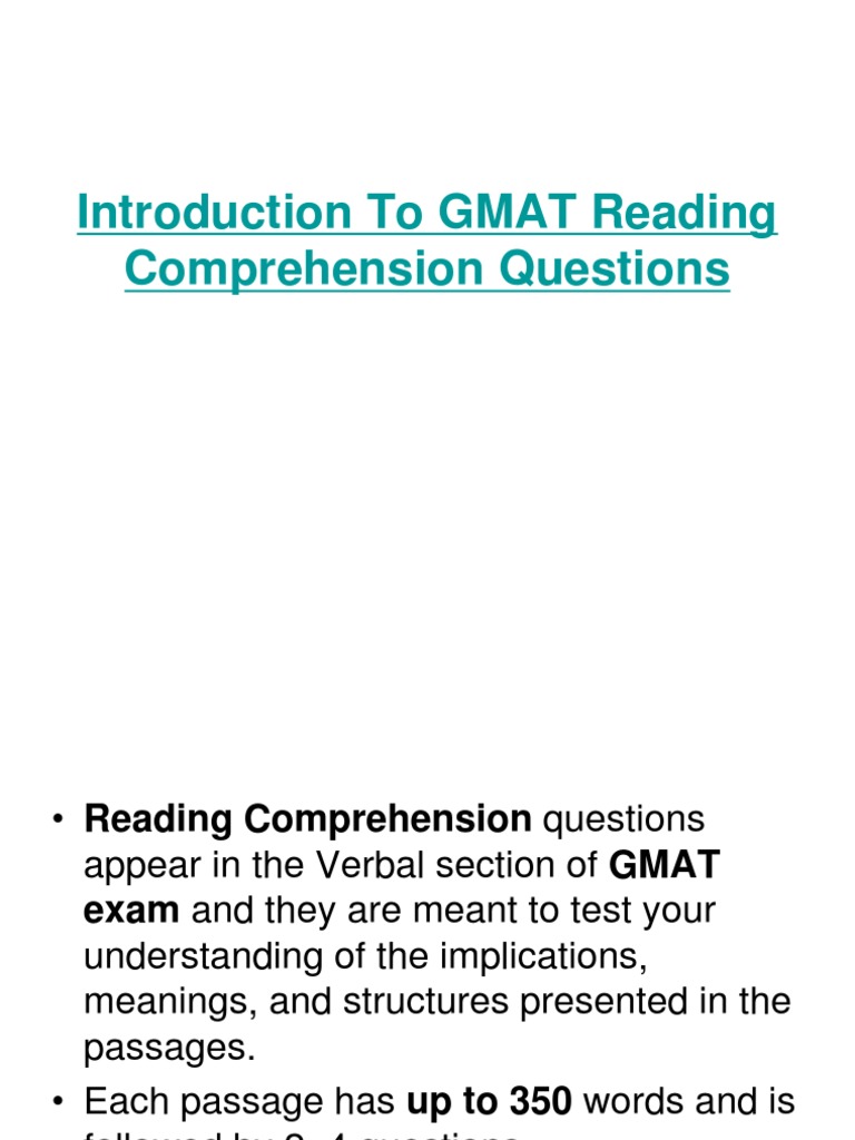 GMAT Reading Comprehension Overview | PDF | Career & Growth