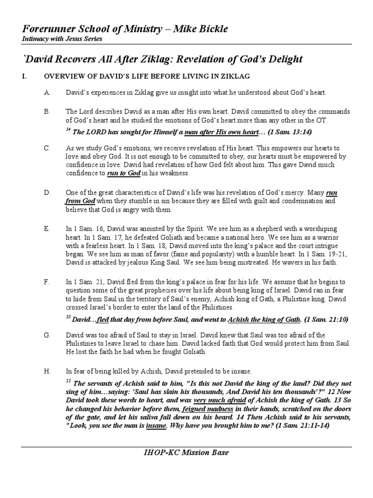 David Recovers All After Ziklag-Revelation of Gods Delight | PDF ...