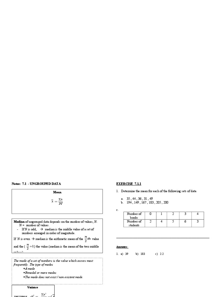 Chapter 7 Statistics | PDF | Mode (Statistics) | Median