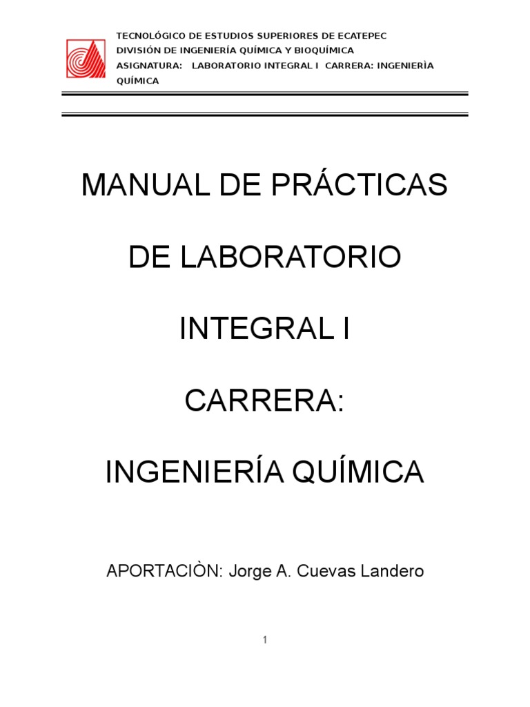 Manual De Practicas Laboratorio Integral I Pdf Laboratorios