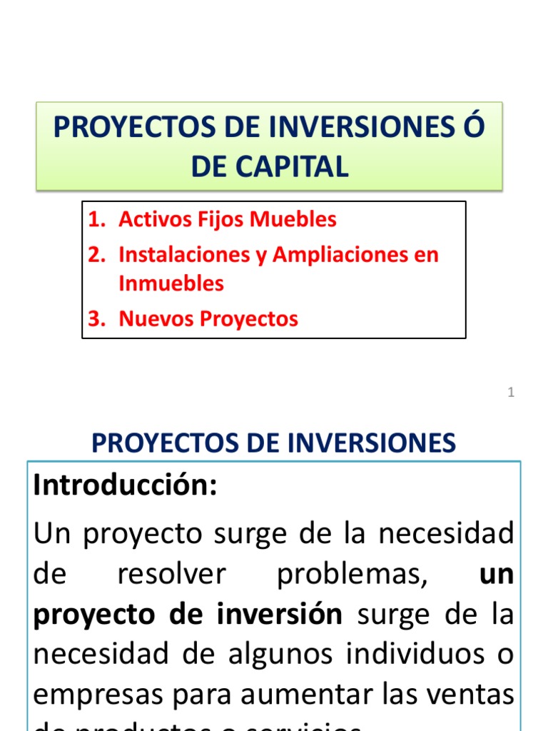 1 Clasificación Proyectos de Inversión | PDF | Inversiones | Mercado ...