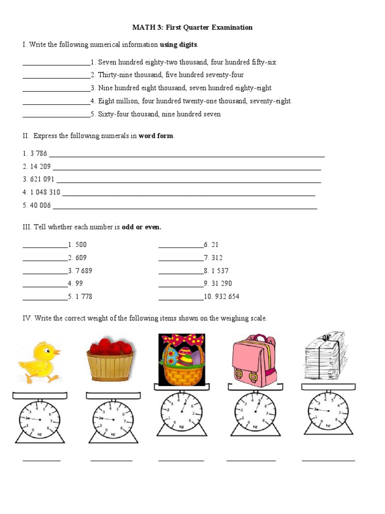 MATH 3: First Quarter Examination | PDF