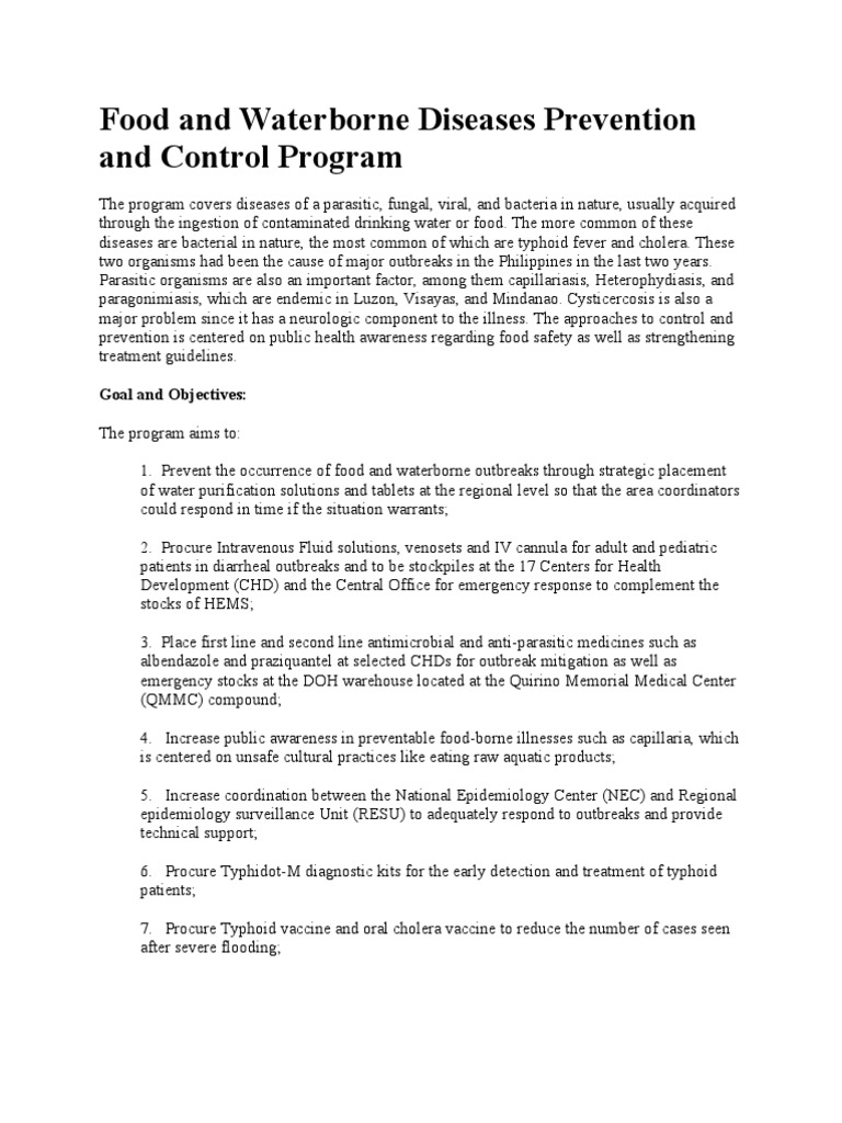 Food and Waterborne Disease Control Program | PDF | Cholera | Foodborne ...