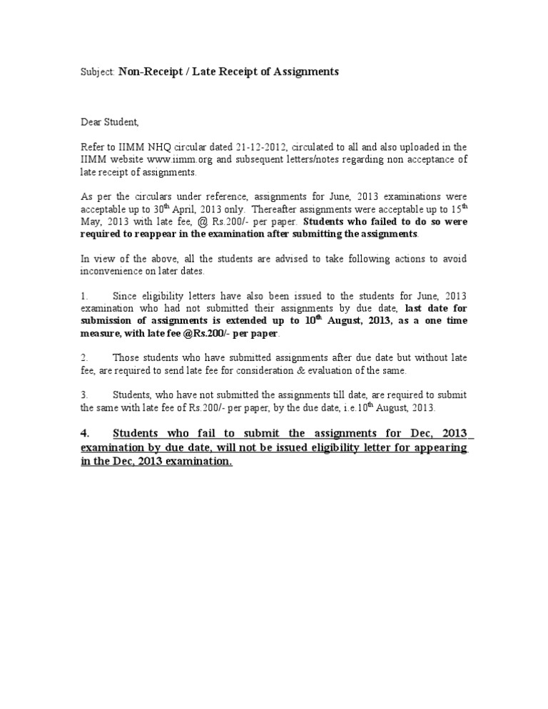 Late Assignment Submission Guidelines | PDF | Business