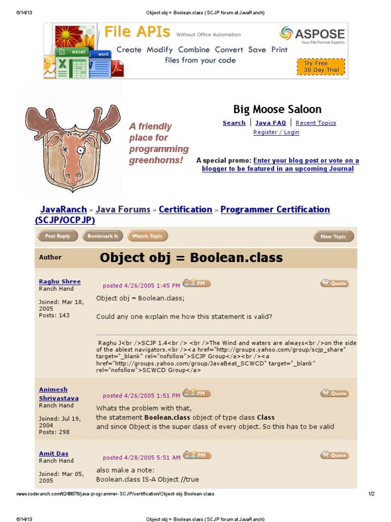 Object Obj Boolean Class Big Moose Saloon Pdf Boolean Data Type Java Programming Language