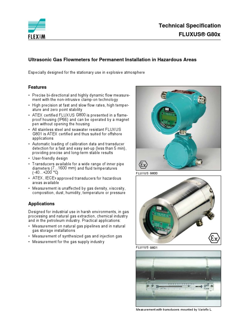 Ultrasonic Gas Flowmeters For Permanent Installation in Hazardous Areas ...