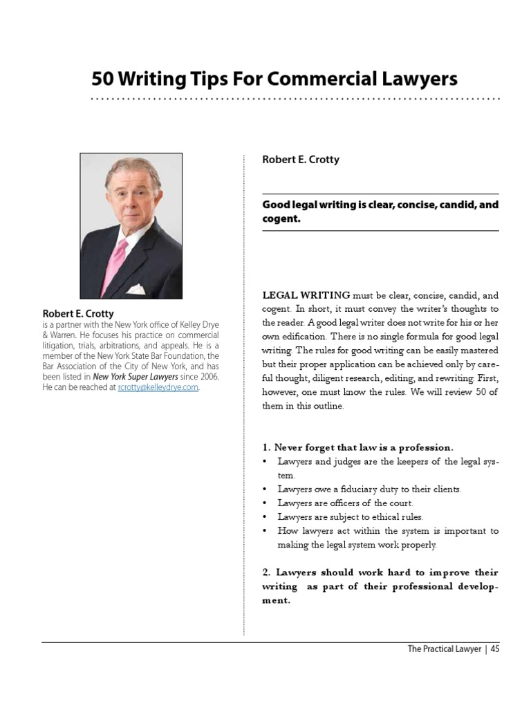 Writing Tips For Commercial Lawyers | PDF | Brief (Law) | Lawyer