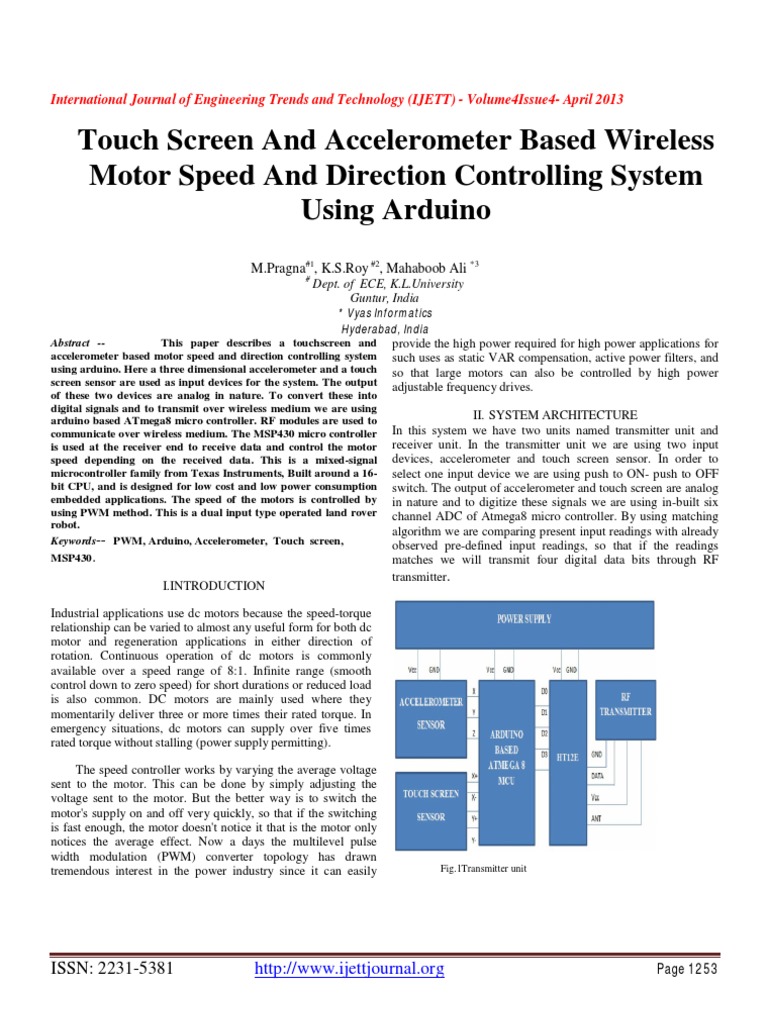 Touch Screen and Accelerometer Based Wireless Motor Speed and Direction ...