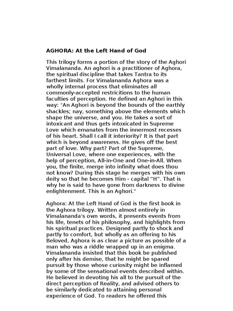 AGHORA: at The Left Hand of God | PDF | Philosophy | Religion ...