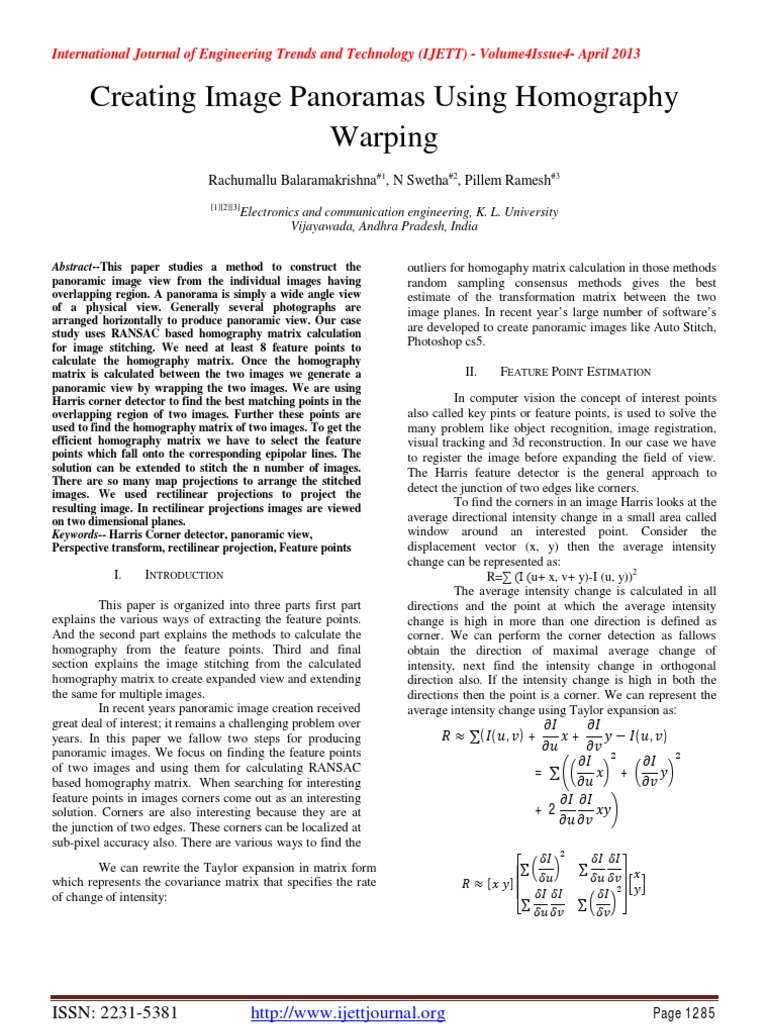 Creating Image Panoramas Using Homography Warping | PDF | Computer ...