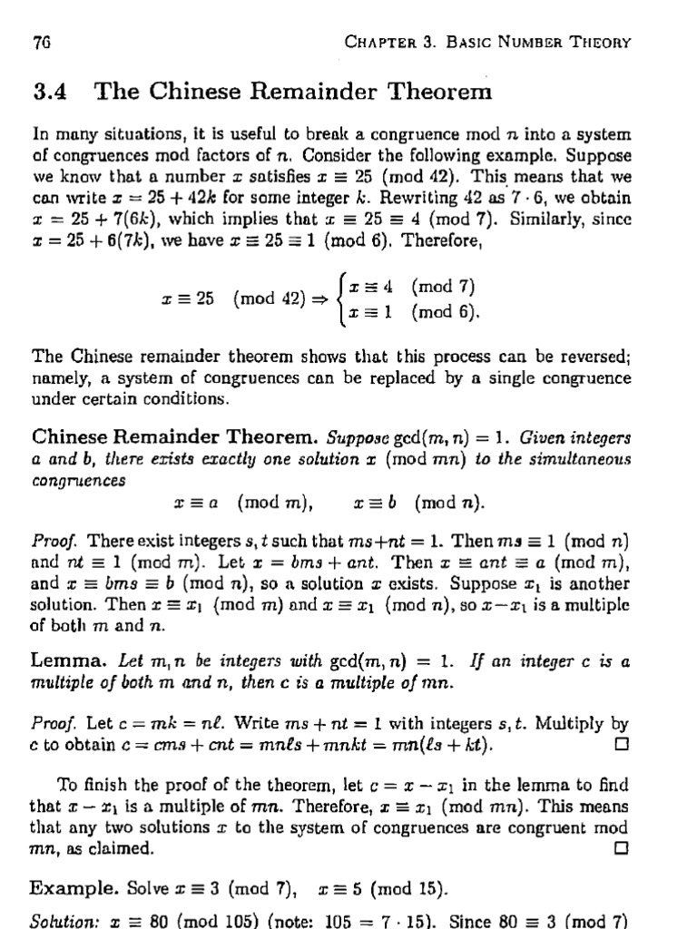 Chinese Remainder Theorem | Download Free PDF | Exponentiation ...