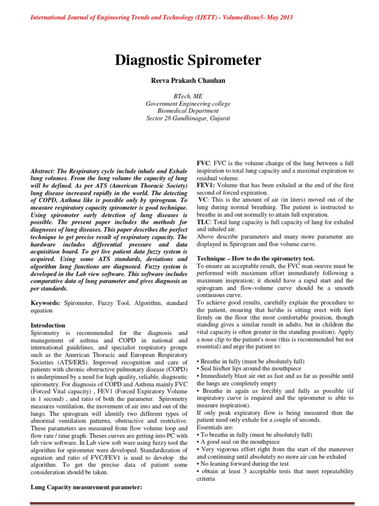 Diagnostic Spirometer | PDF | Physiology | Pulmonology