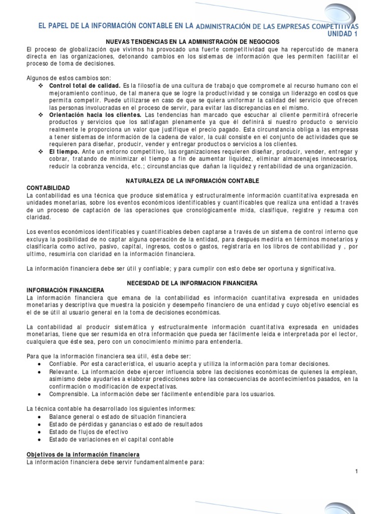 1 - El Papel de La Informacion Contable en La Administracion de La Empresas Competitivas - Part ...