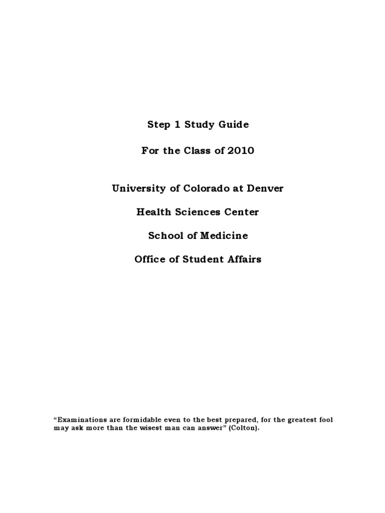 Step 1 Study Guide | PDF | United States Medical Licensing Examination ...